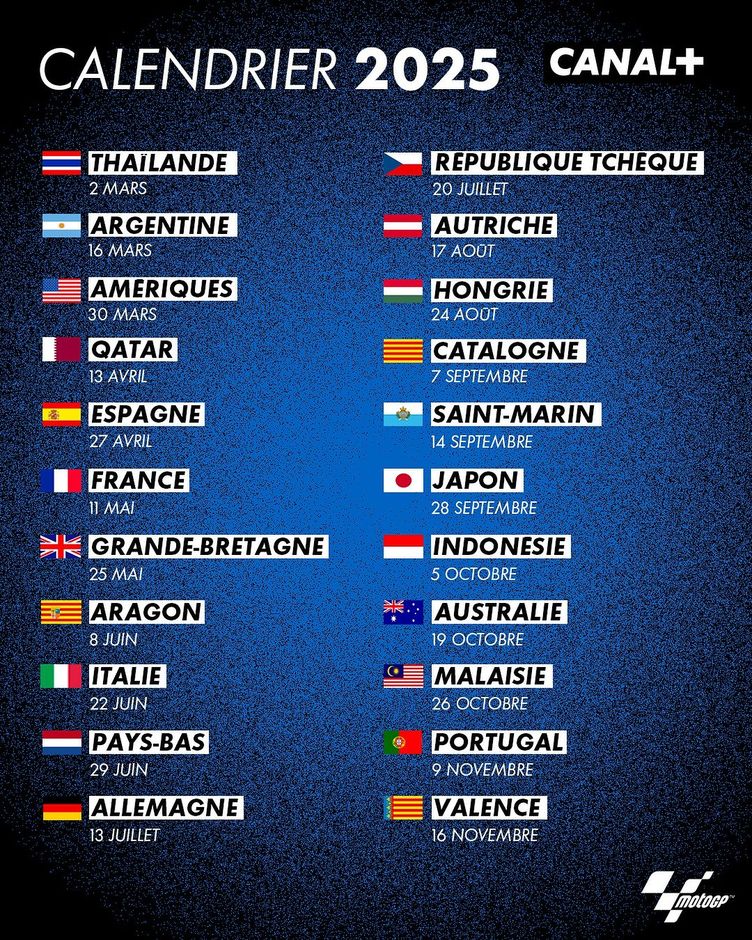 MotoGP : Le calendrier complet des Grands Prix de la saison 2025 | CANAL+